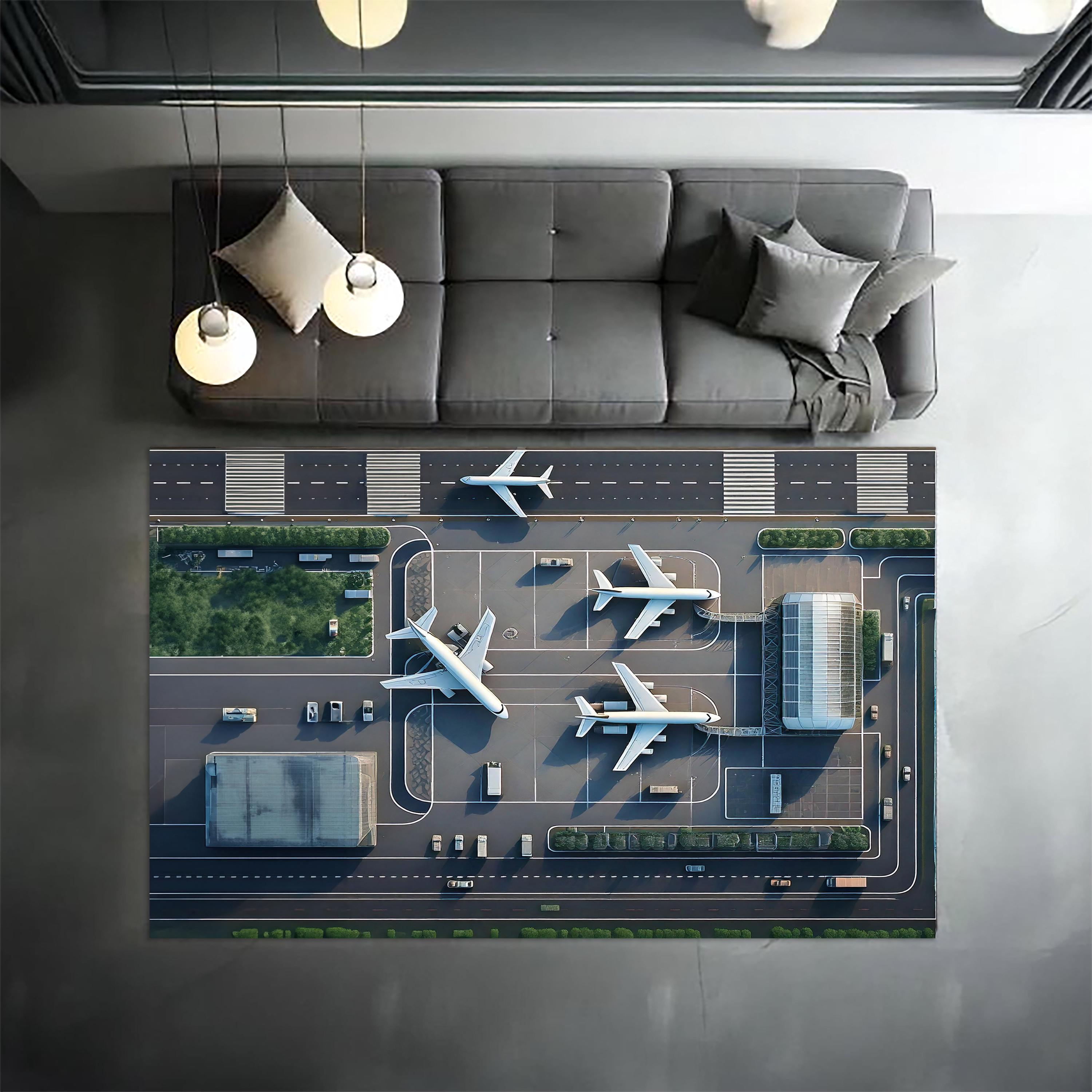 Kids Runway Airport Rug | Airplane Play Mat | Busy Runway Design for ...