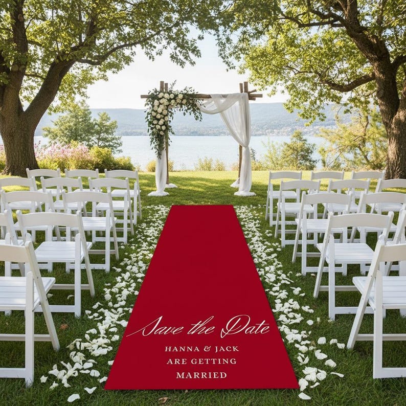 Personalized Red Wedding Aisle Runner Rug | Customizable Wedding ...
