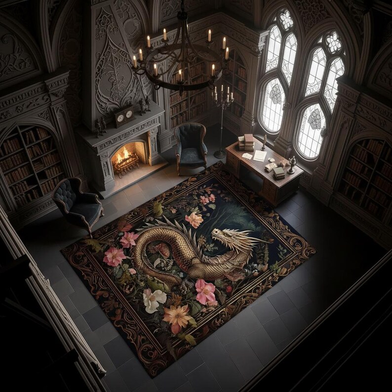 Fantasy Area Rug | Dark Academia & Fairycore Decor | Gothic Book Nook ...