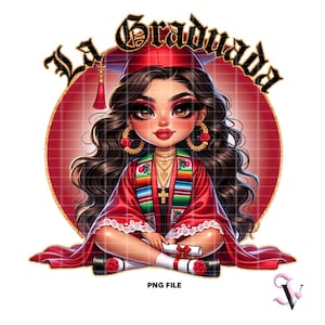 La Graduada Chicana Graduation PNG Chibi Style Latina Design for ...
