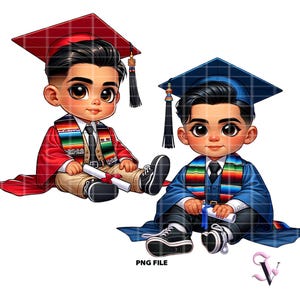 Chicano Graduation PNG Bundle El Graduado Chibi Style Latino Design for ...