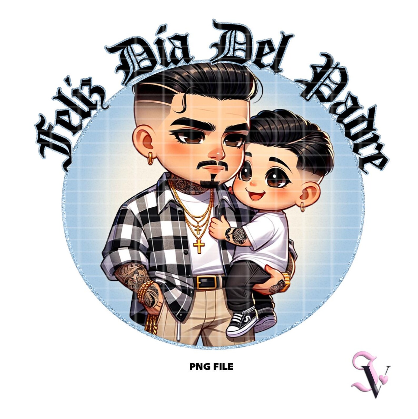 Chicano Dad PNG Feliz Dia Del Padre Chibi Style Latino Father's Day ...