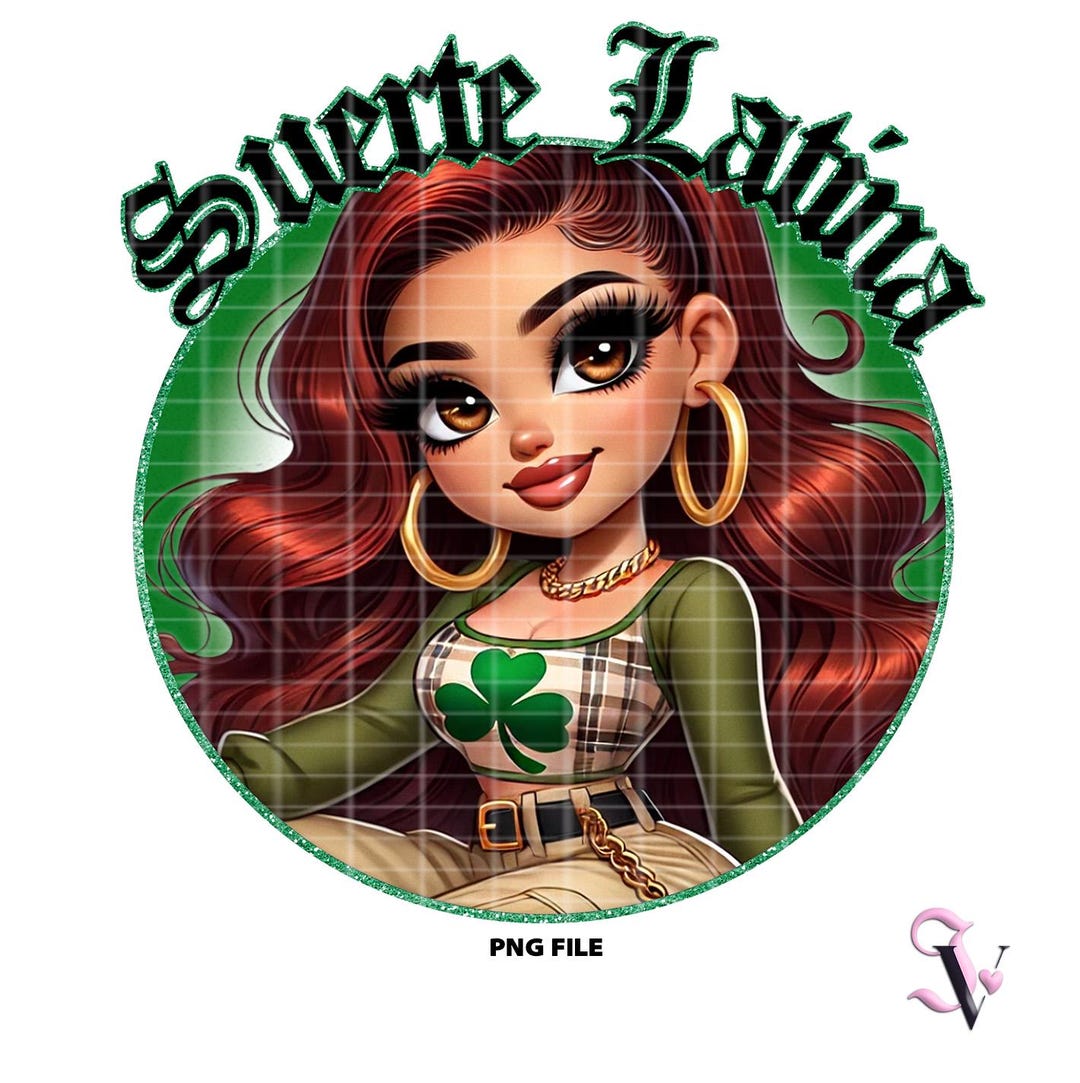 Suerte Latina Chicana PNG: St. Patrick's Day Chibi Design (digital ...