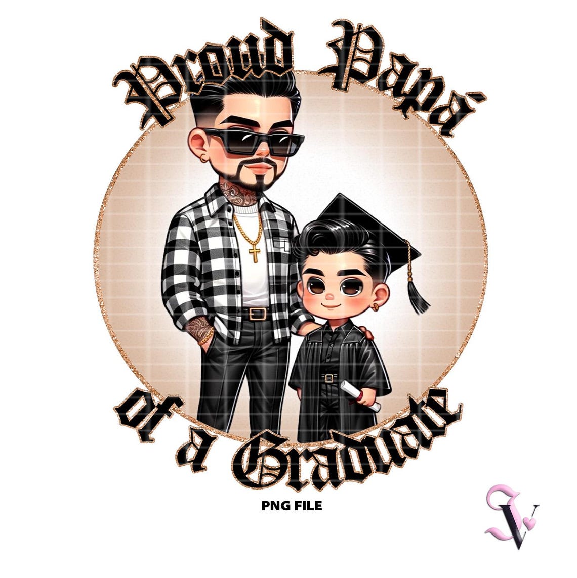 Chicano Graduation PNG El Graduado Proud Papa of a Graduate Chibi Style ...