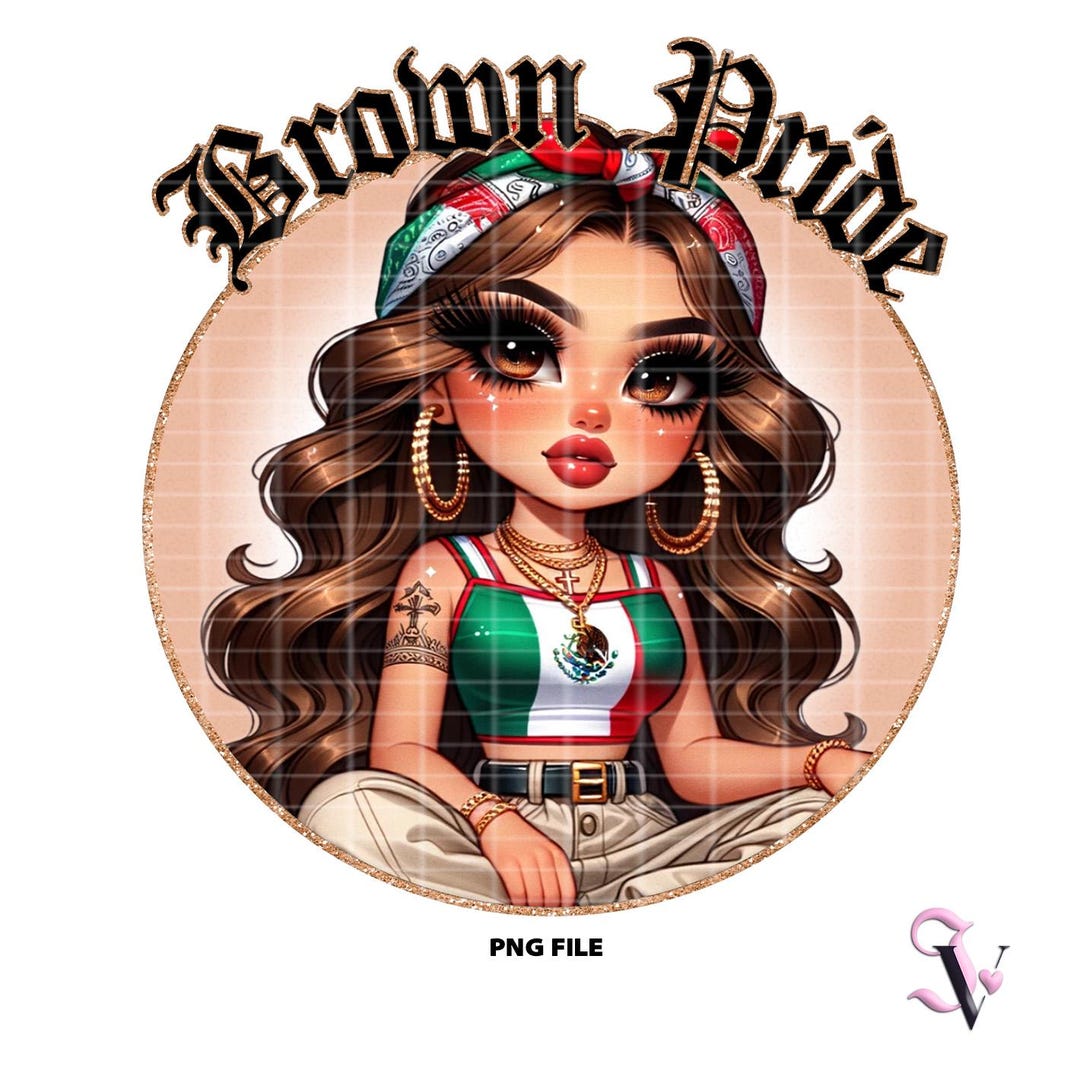 Brown Pride Chicana PNG: Mexican Independence Chola Design (digital ...
