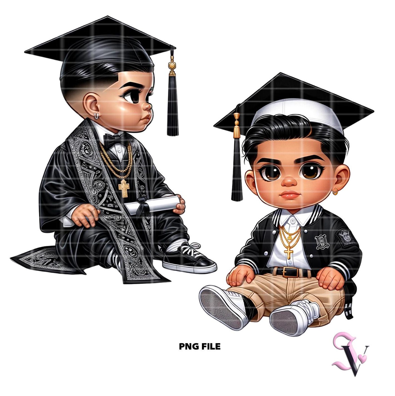 Chicano Graduation PNG Bundle El Graduado Chibi Style Latino Design for ...