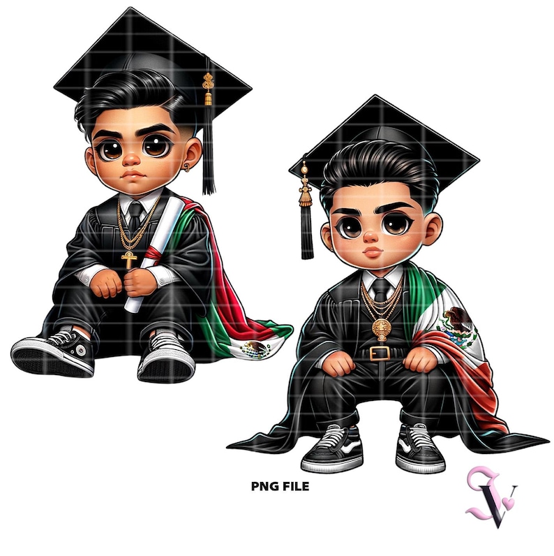 Chicano Graduation PNG Bundle El Graduado Chibi Style Latino Design for ...