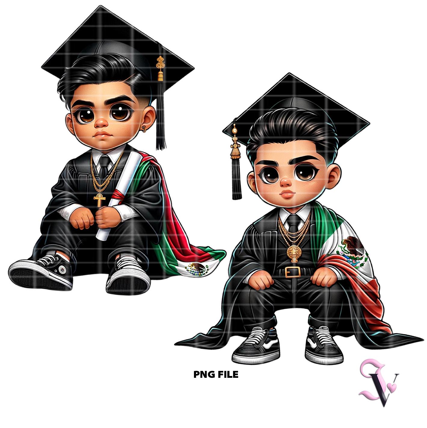 Chicano Graduation PNG Bundle El Graduado Chibi Style Latino Design for ...