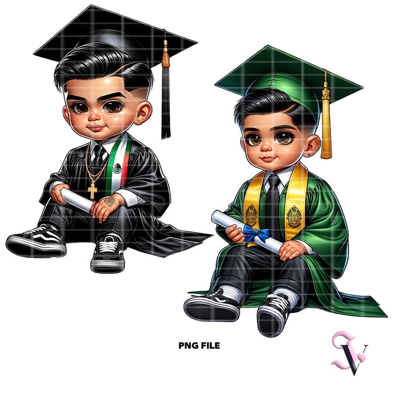 Chicano Graduation PNG Bundle El Graduado Chibi Style Latino Design for ...