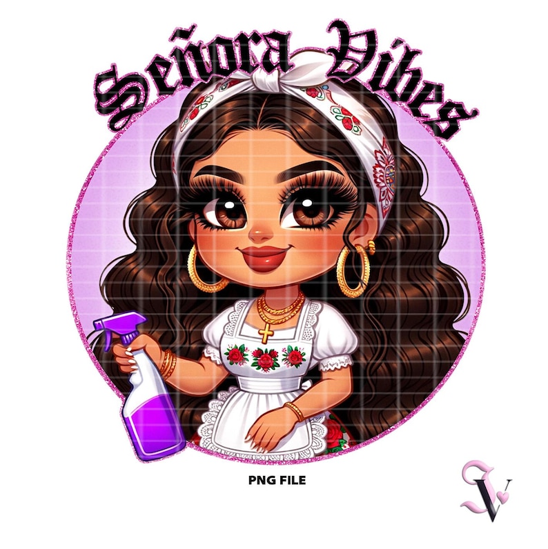 Chicana Mom PNG: Senora Vibes, Chibi Latina Design (digital Download ...