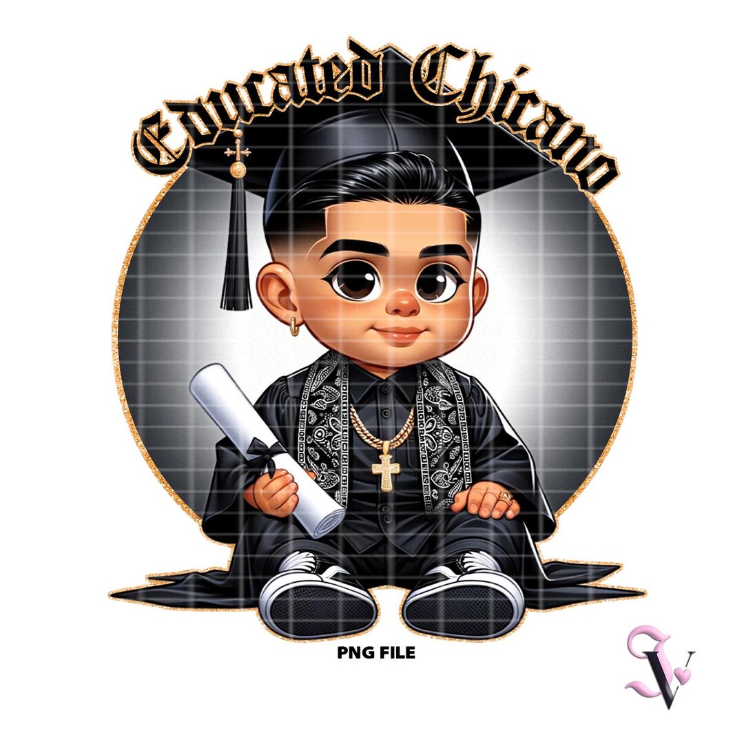 Educated Chicano Graduation PNG El Graduado Chibi Style Latino Design ...