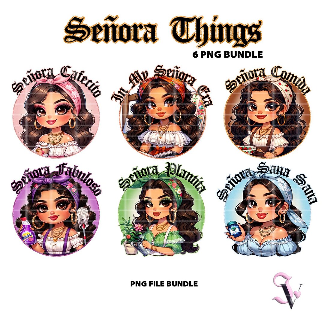 Senora Things Chicana PNG Bundle Chicana Mom Mother's Day Chibi Style ...