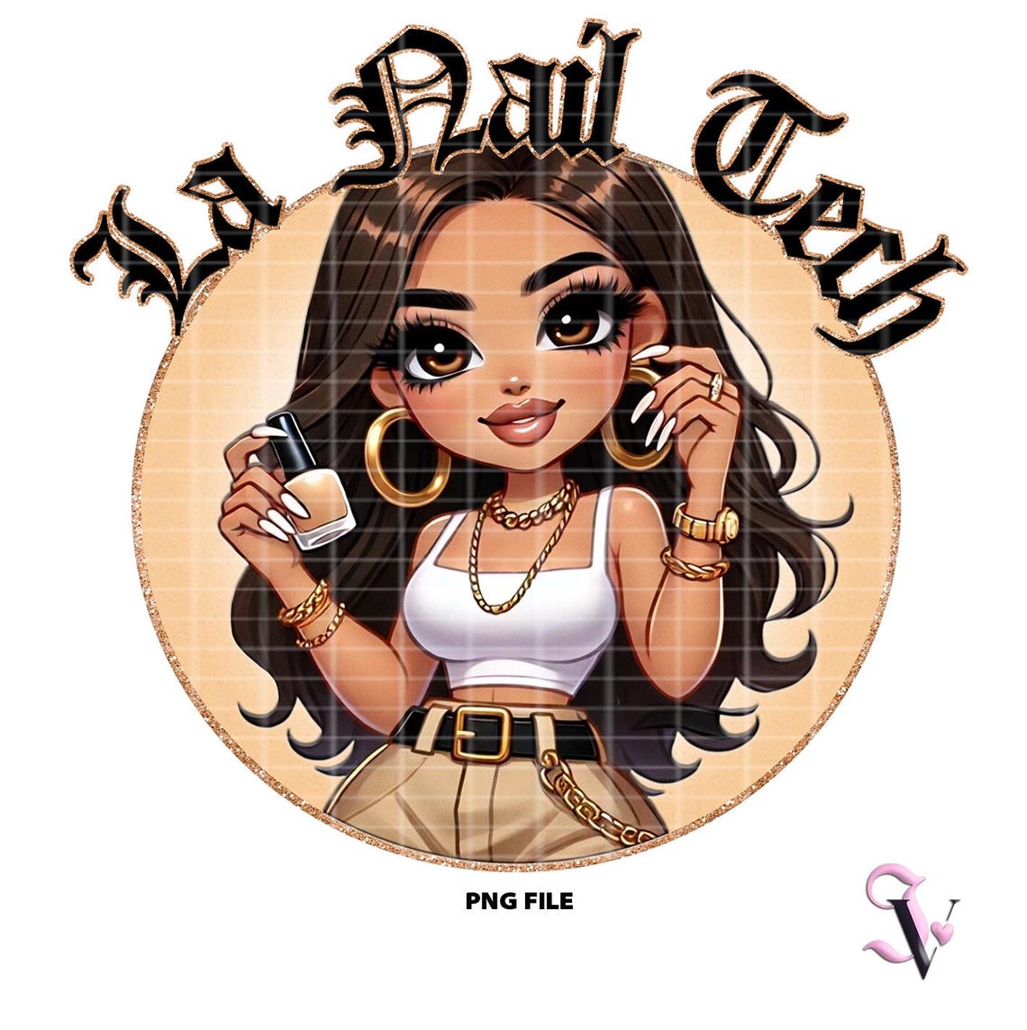Chicana Nail Tech PNG: Old School Chola Chibi Design (digital Download ...