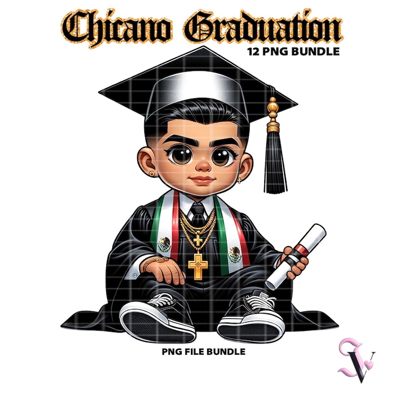 Chicano Graduation PNG Bundle El Graduado Chibi Style Latino Design for ...