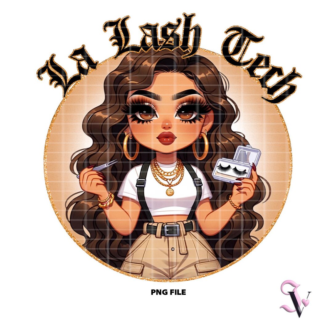 La Lash Tech Chibi PNG: Old School Chicana Latina Design (digital ...