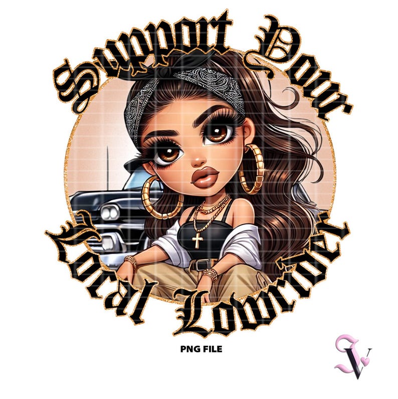Chicana PNG Chicano Lowrider Support Your Local Lowrider Chibi Style ...