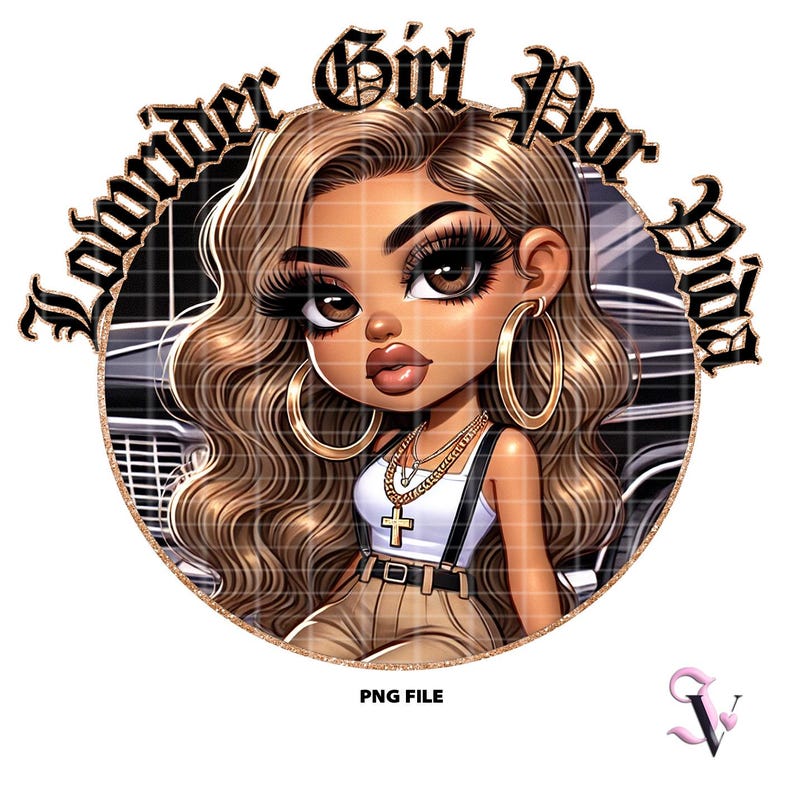 Lowrider Girl Por Vida Chicana PNG Chicano Lowrider Chibi Style Latina ...