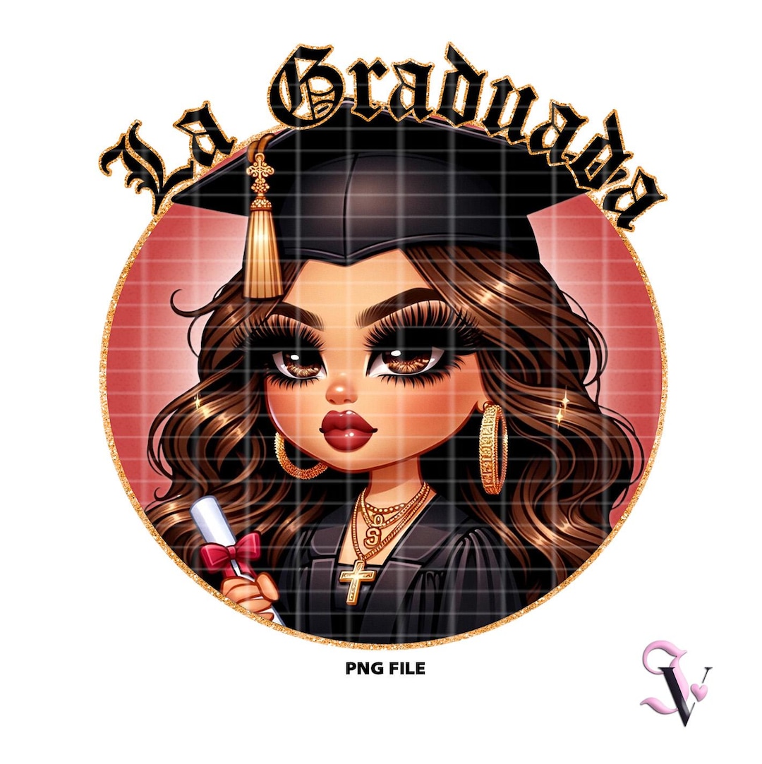 La Graduada Chicana Graduation PNG Chibi Style Latina Design for ...