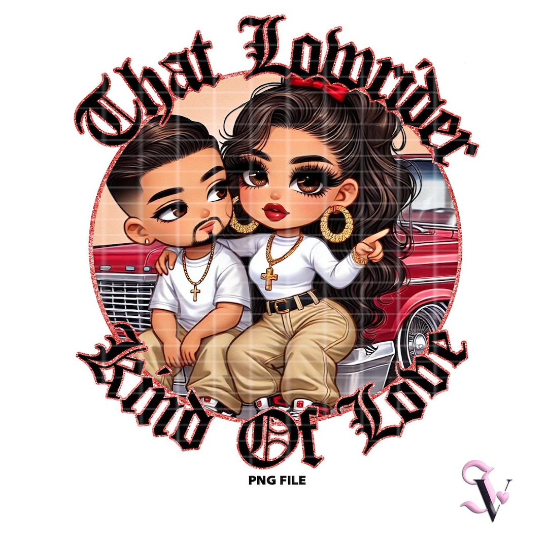 Chicana Valentine PNG Chicano Couple Old School Chola Chibi Style ...