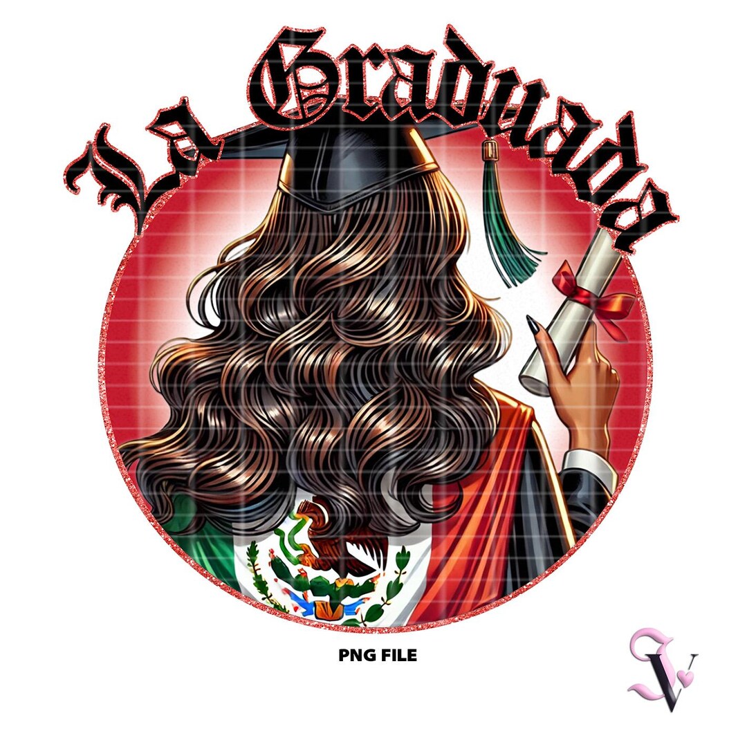 La Graduada Chicana Graduation PNG Chibi Style Latina Design for ...