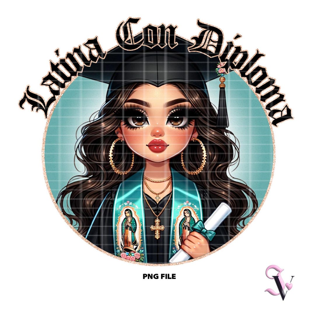 Latina Con Diploma Chicana Graduation PNG La Graduada Chibi Style ...