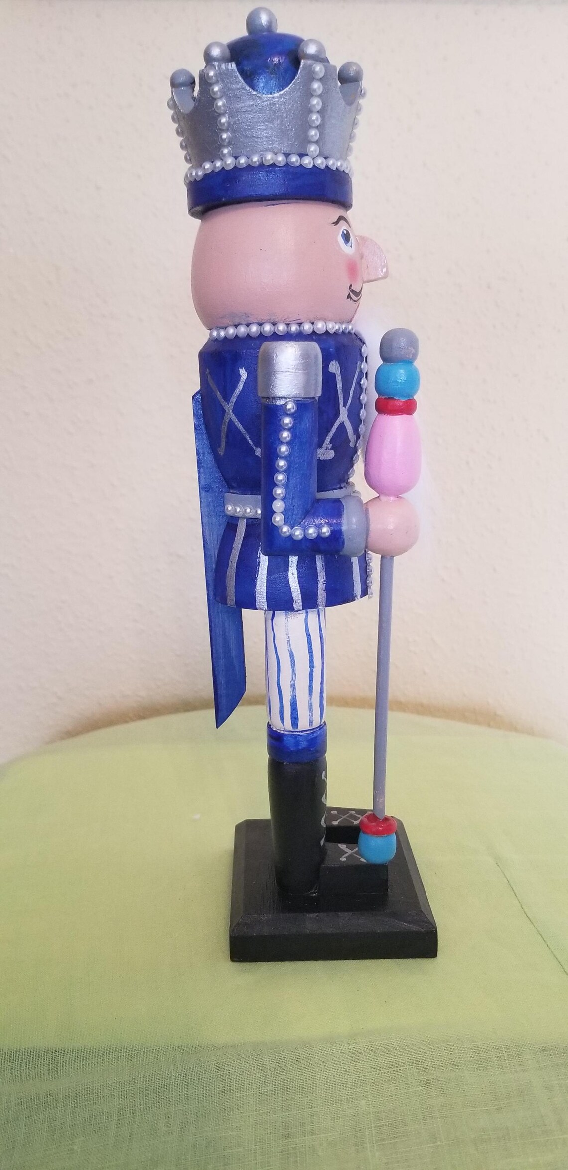 Nutcracker, 12 Wood With Bling, Dark Blue and Silver Hand Painted ...