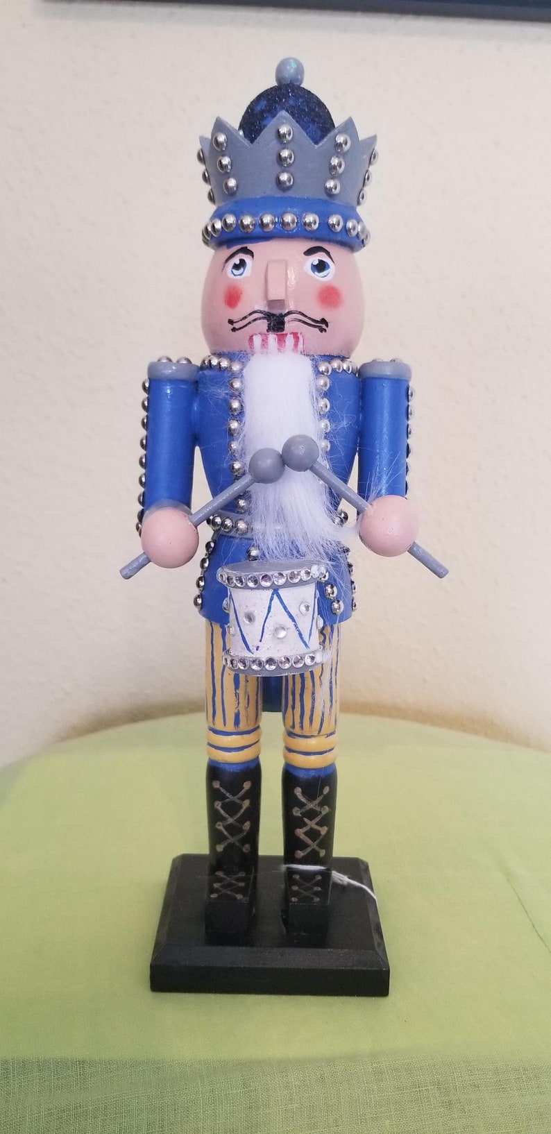 Nutcracker, 12 Wood With Bling, Blue and Silver Hand Painted, Great ...