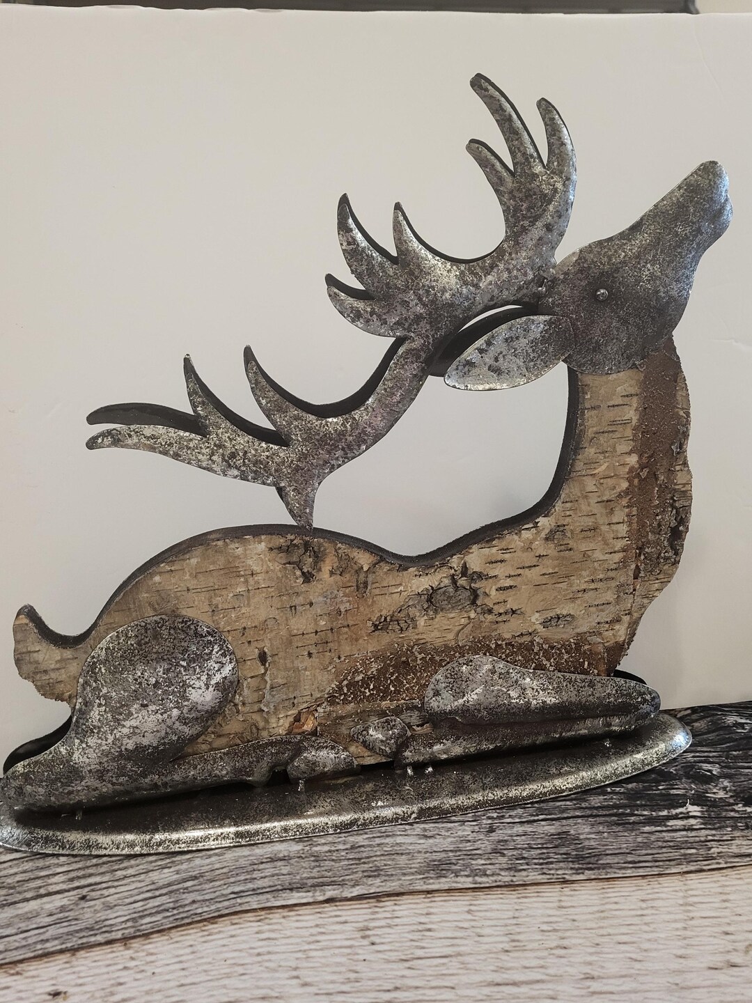 Deer Decor Piece Made of Galvanized Metal and Wood - Etsy