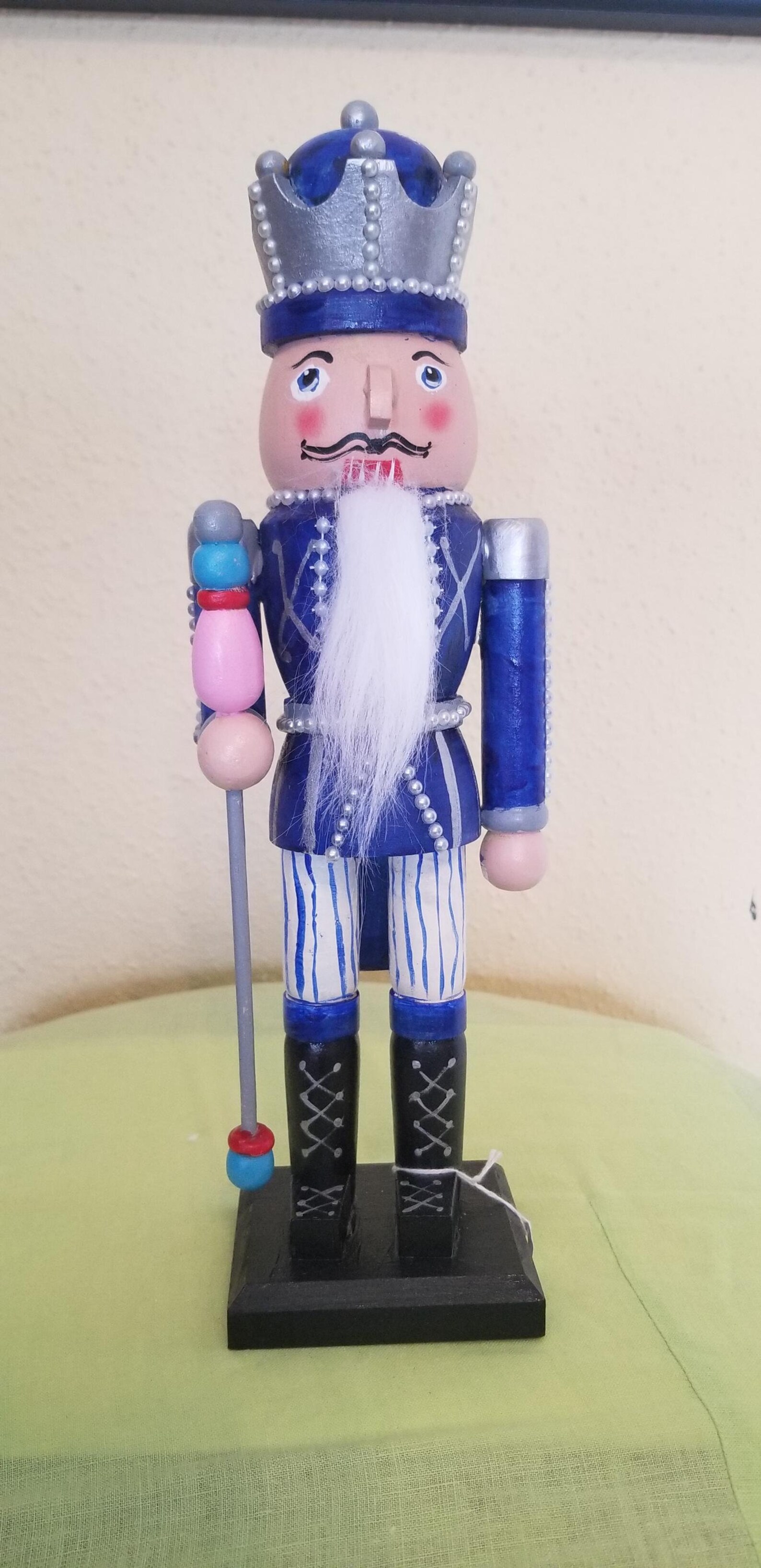 Nutcracker, 12 Wood With Bling, Dark Blue and Silver Hand Painted ...