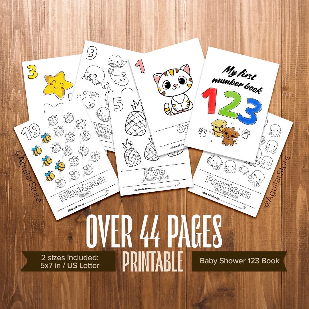 Baby Shower Coloring Book 123, Baby's First 123 Numbers Book, Baby ...