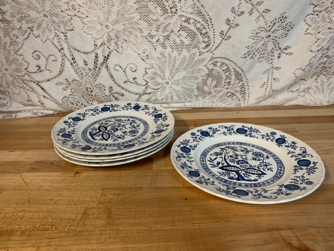 4 Vintage Blue Onion Blue Heritage Dinner Plates - England - Etsy