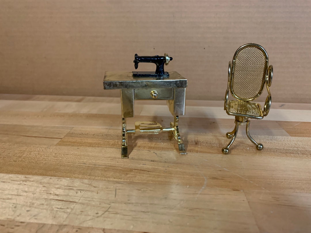 Vintage (NOS) Heartland Brass Sewing Machine and Chair - Etsy