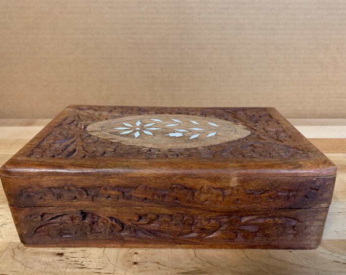 Vintage Wooden Hand Carved Wooden Decorative Box - Etsy