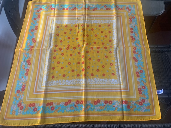 Vintage Bright Yellow Womans Scarf Made in Japan | Etsy
