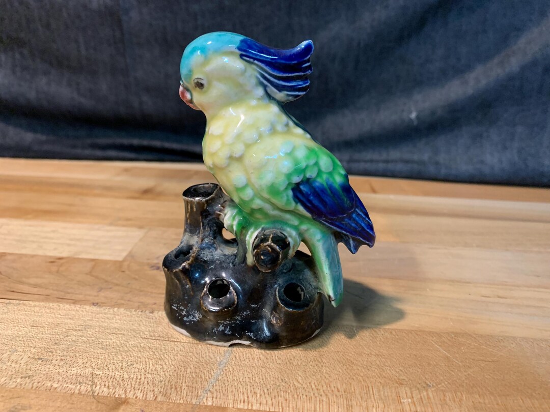 Vintage Ceramic Parrot Flower Frog - Etsy