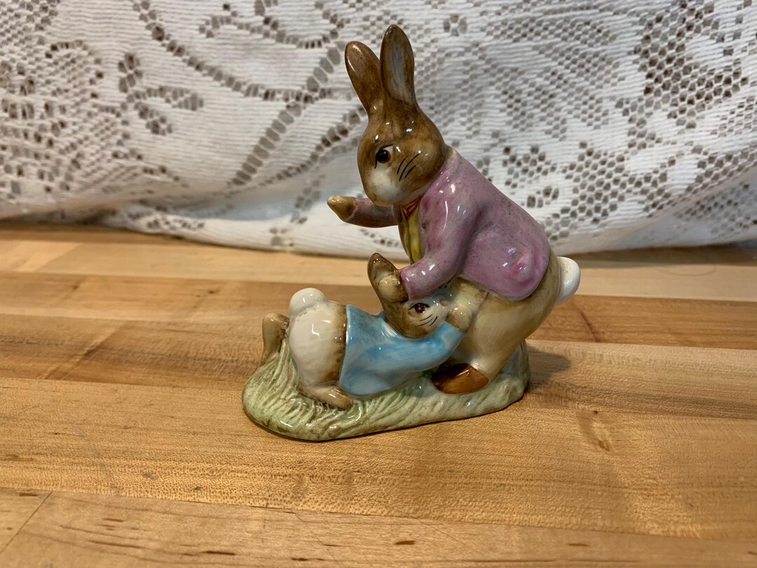 Vintage Beautrix Potter's Mr. Benjamin Bunny and Peter Rabbit Playing ...