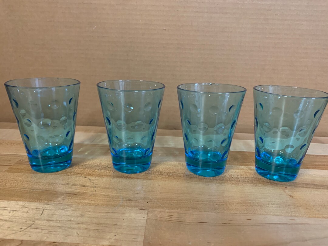 4 Turquoise Dot Design Juice Glasses - Etsy