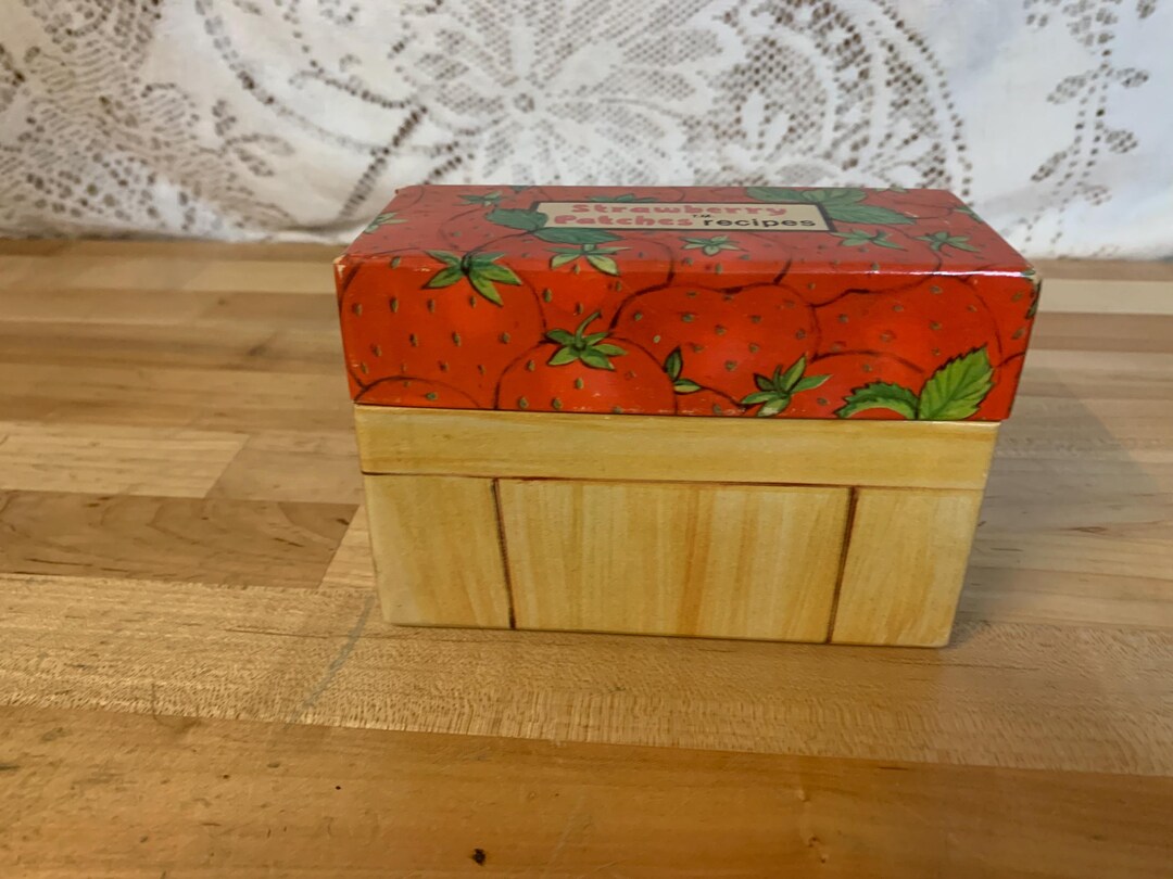 1980 Jasco Cardboard Recipe Box Strawberry Patches With Recipes Note ...