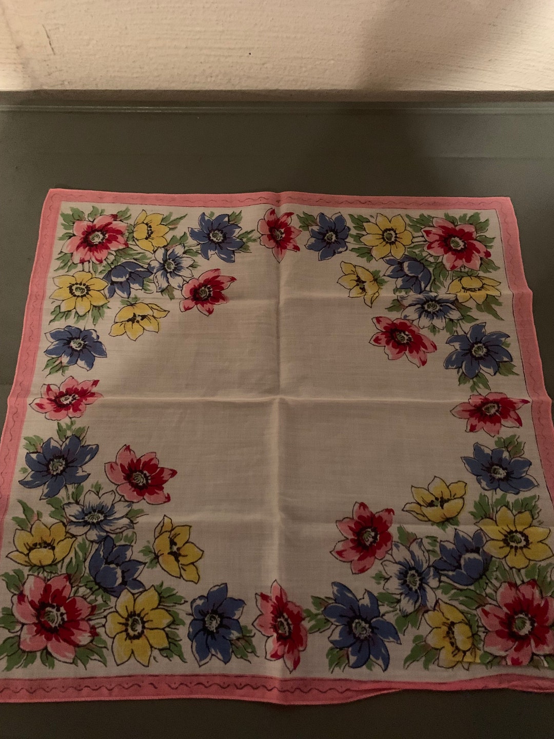 Vintage Mulit Color Flower Design Hankie Handkerchief - Etsy