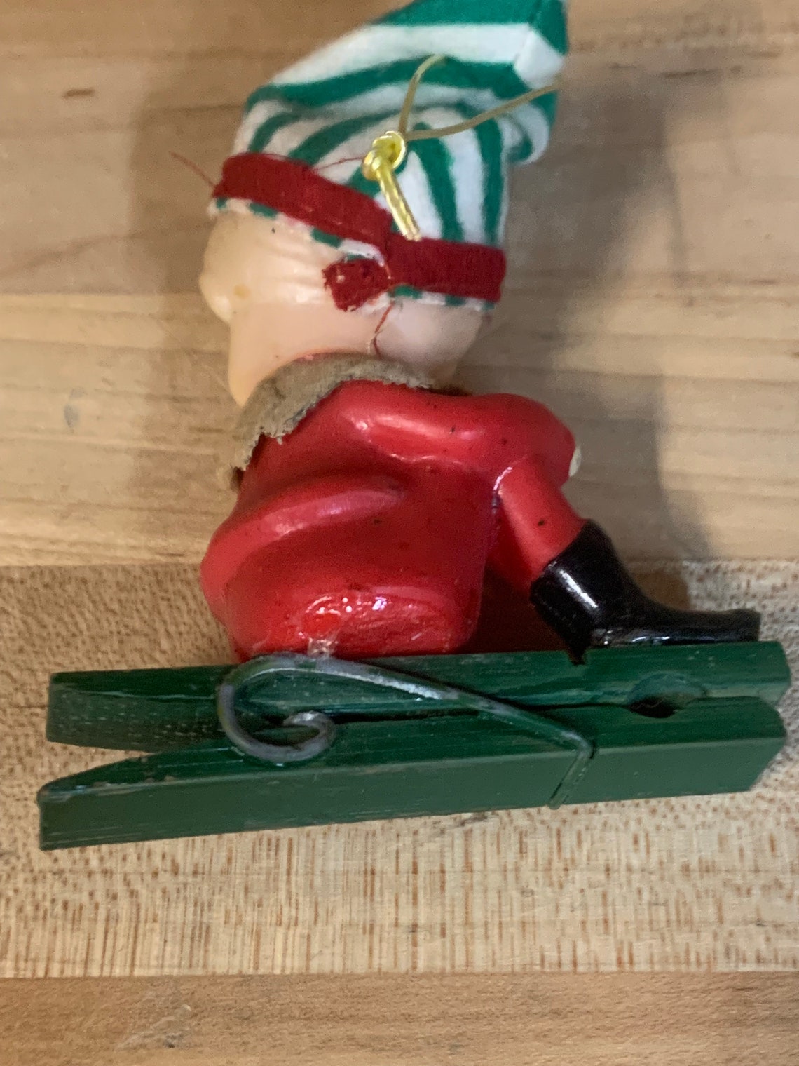Vintage Plastic Elf Pixie Sitting on a Clothespin Ornament - Etsy