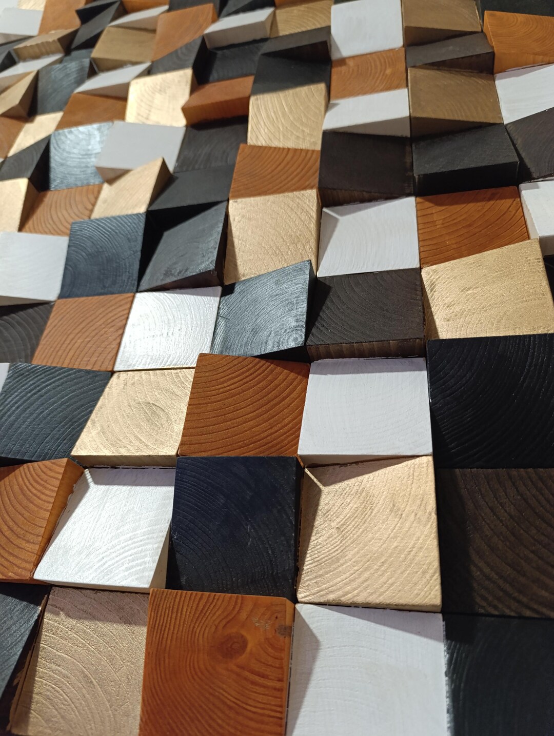 Wooden Wall Art, Rustic Wood Mosaic, Personalized Handmade Art, 3D ...