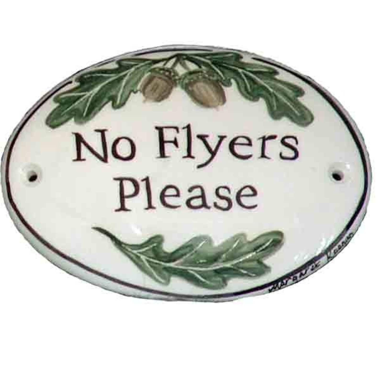 Custom Painted Ceramic Oval "no Flyers Please" Sign - 4.25" X 3.25" by ...