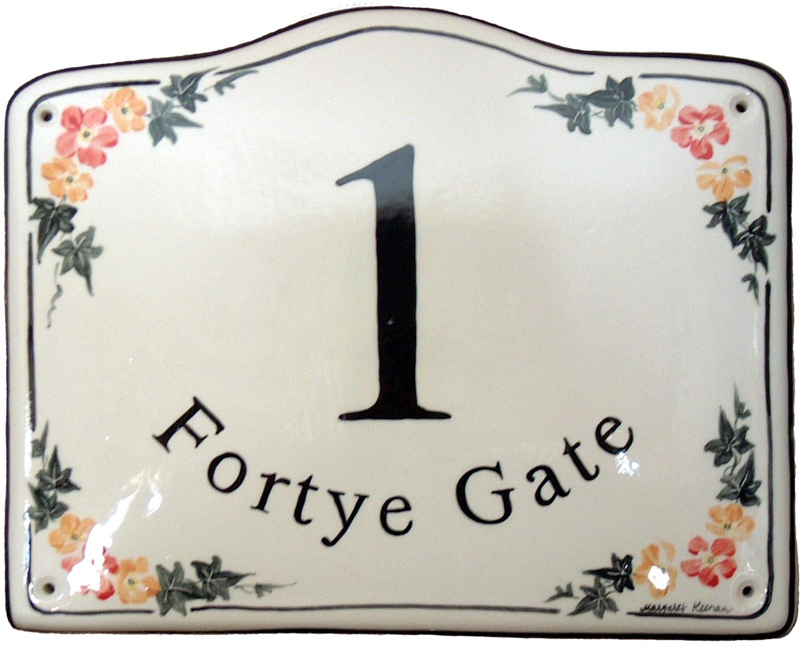 Custom Painted Ceramic Address Sign – Floral House Plaque, Housewarming ...