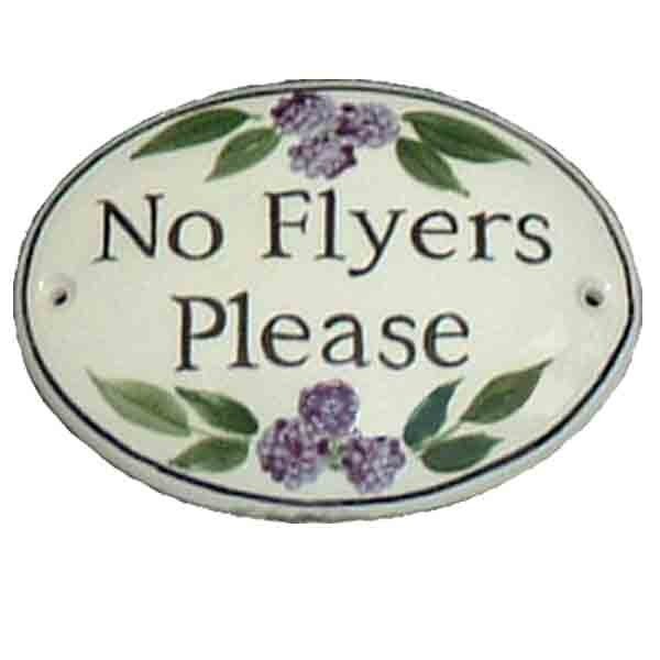 Custom Painted Ceramic Oval "no Flyers Please" Sign - 4.25" X 3.25" by ...