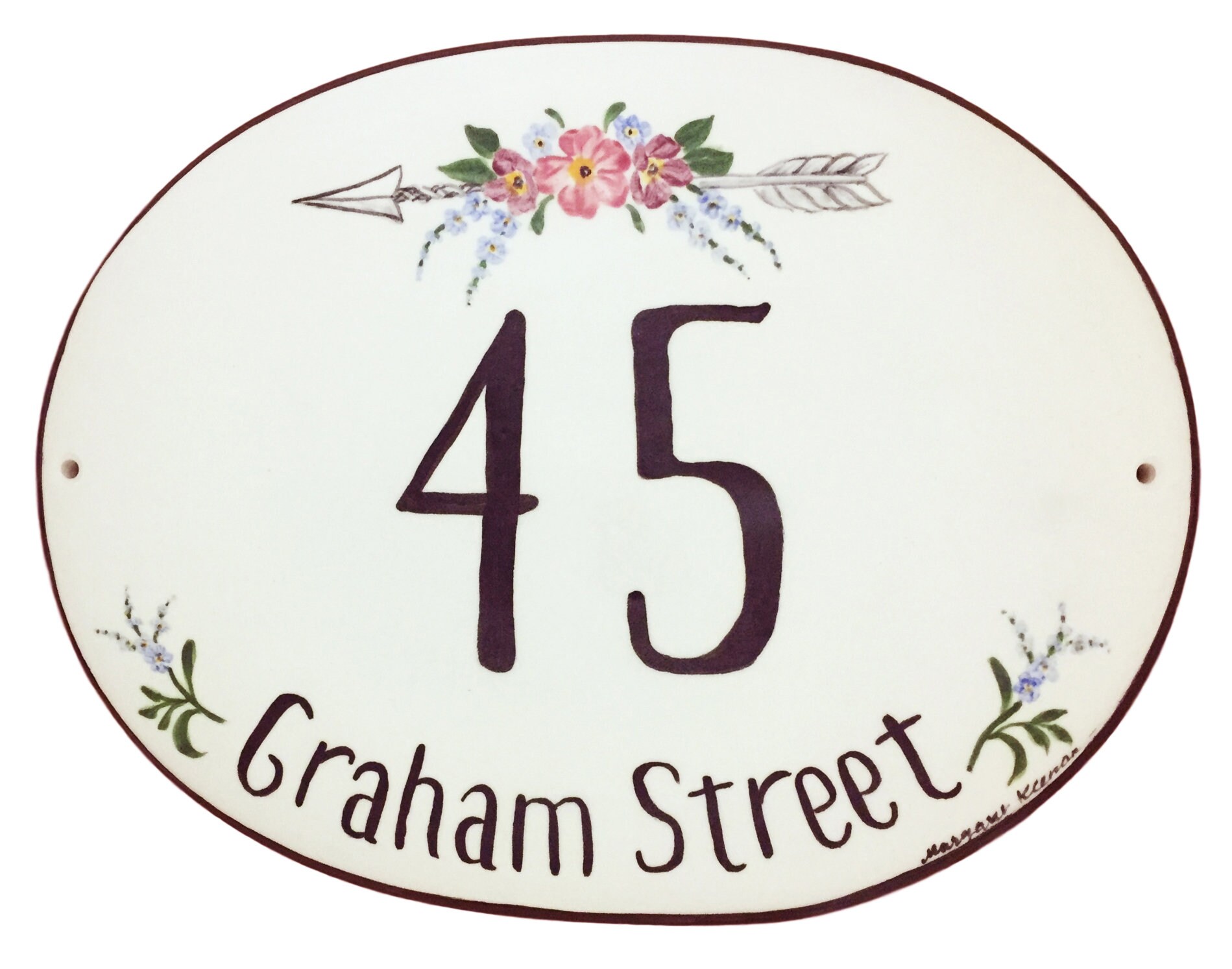 Custom Painted Ceramic Address Sign / Personalized House Plaque by ...