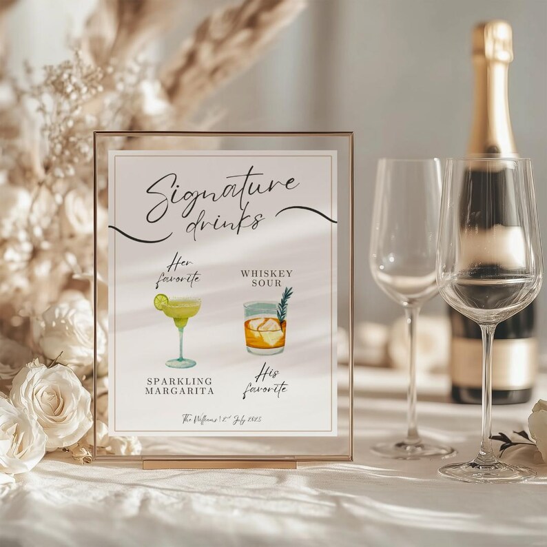 Signature Drink Sign, Signature Drink Menu, Wedding Signature Cocktail ...
