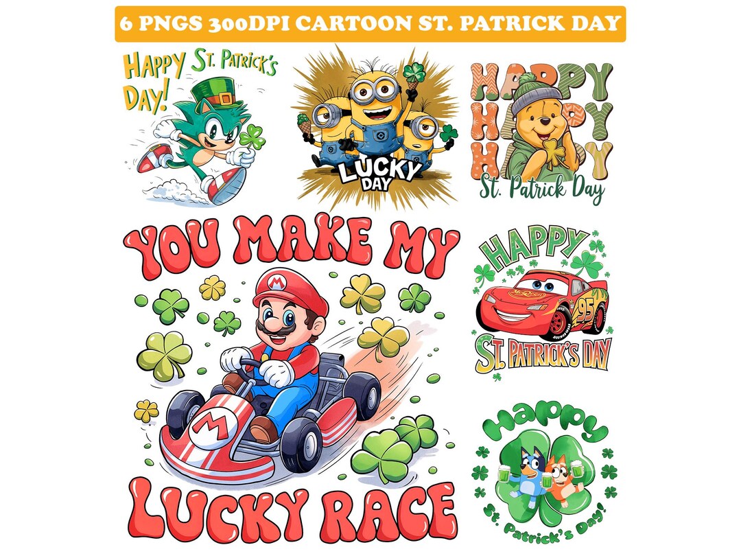 Cartoon St Patrick Day Png, Superhero Patrick Day Png Bundle, Happy ...