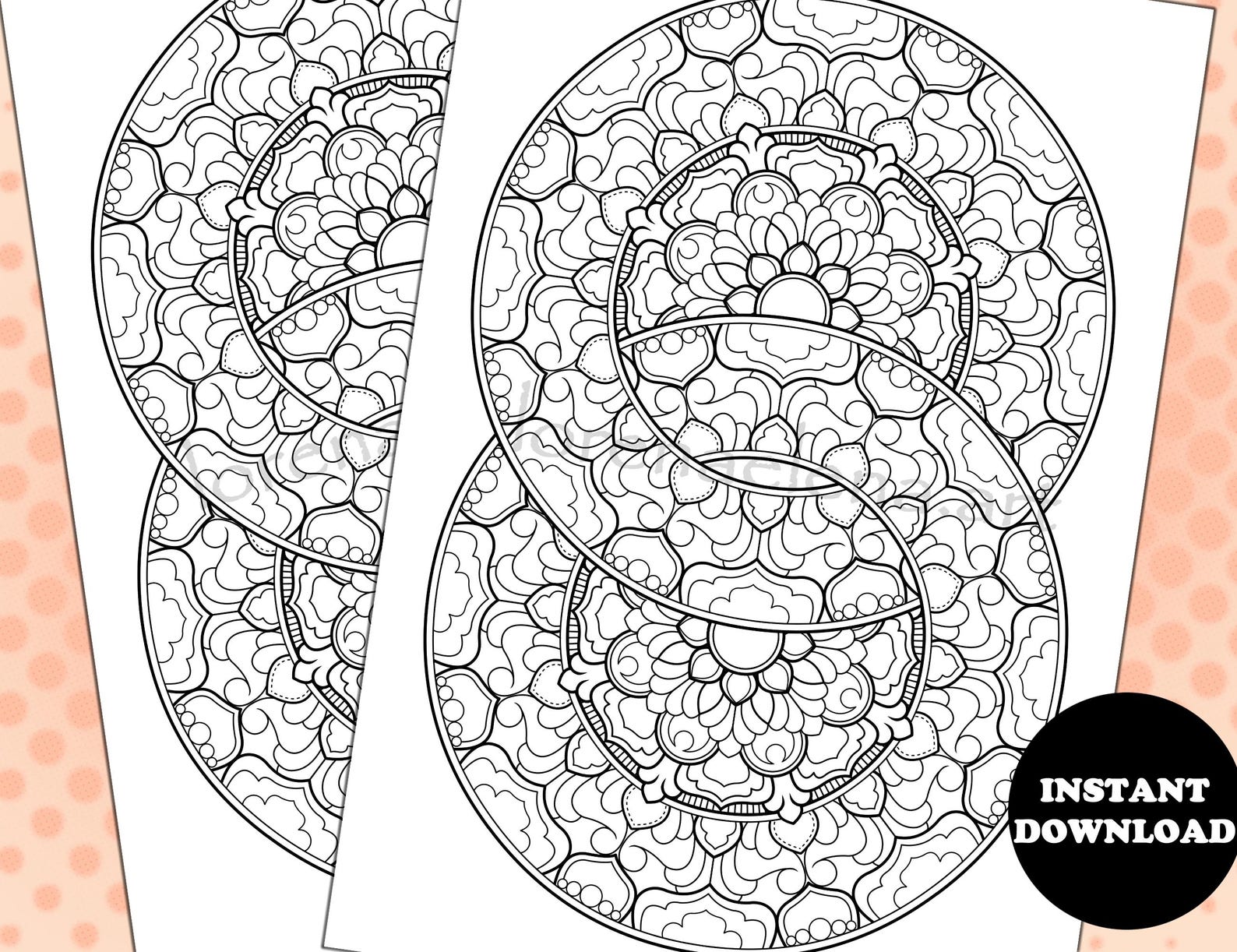 3 Intricate Mandala Coloring Pages for Adults, Instant Download, PDF ...