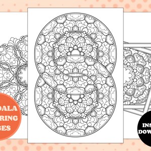 3 Intricate Mandala Coloring Pages for Adults, Instant Download, PDF ...