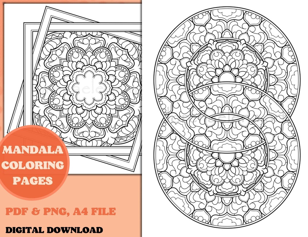 3 Intricate Mandala Coloring Pages for Adults, Instant Download, PDF ...